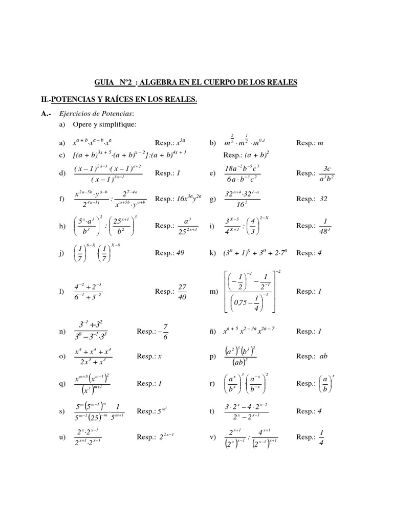 Guía 3 (Potencias y Raíces) | PDF