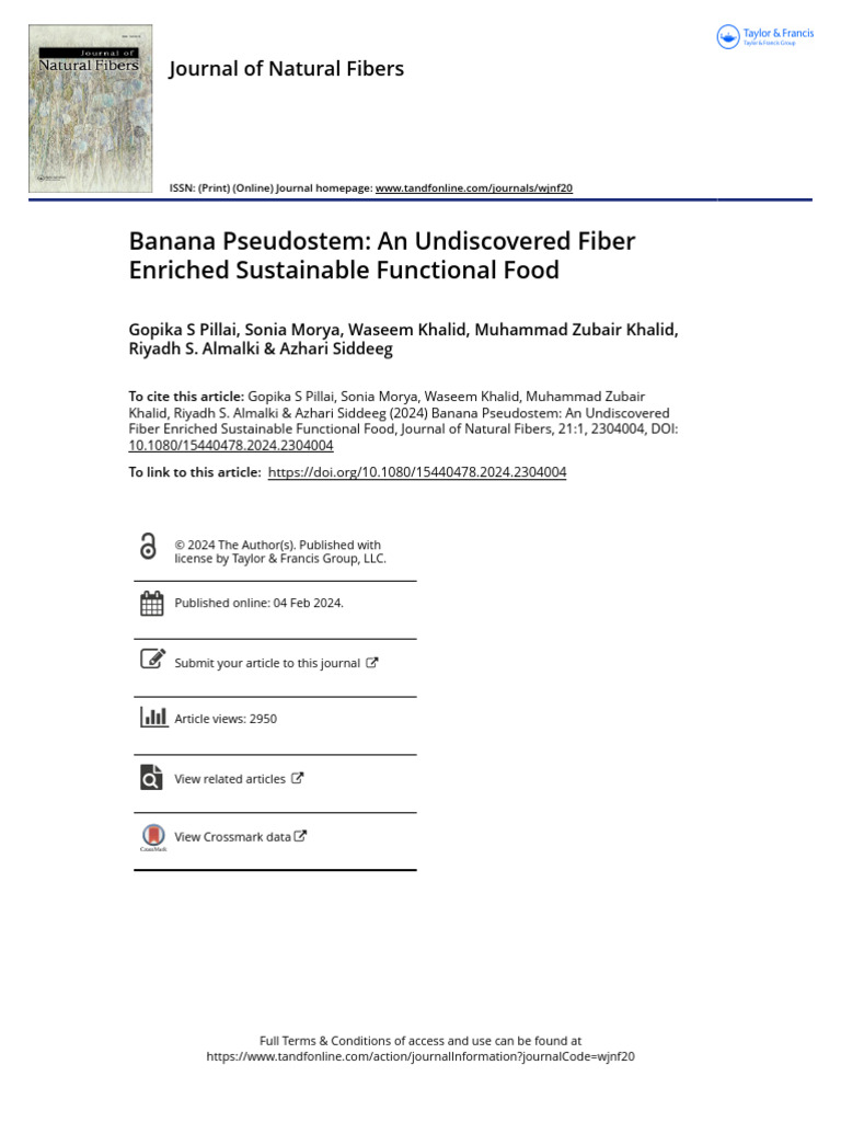 Banana Pseudostem An Undiscovered Fiber Enriched Sustainable Functional Food | PDF | Banana ...
