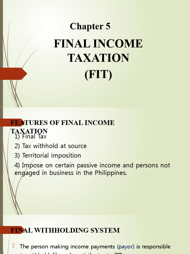 Chapter 5 Final Income Tax | PDF | Dividend | Taxes