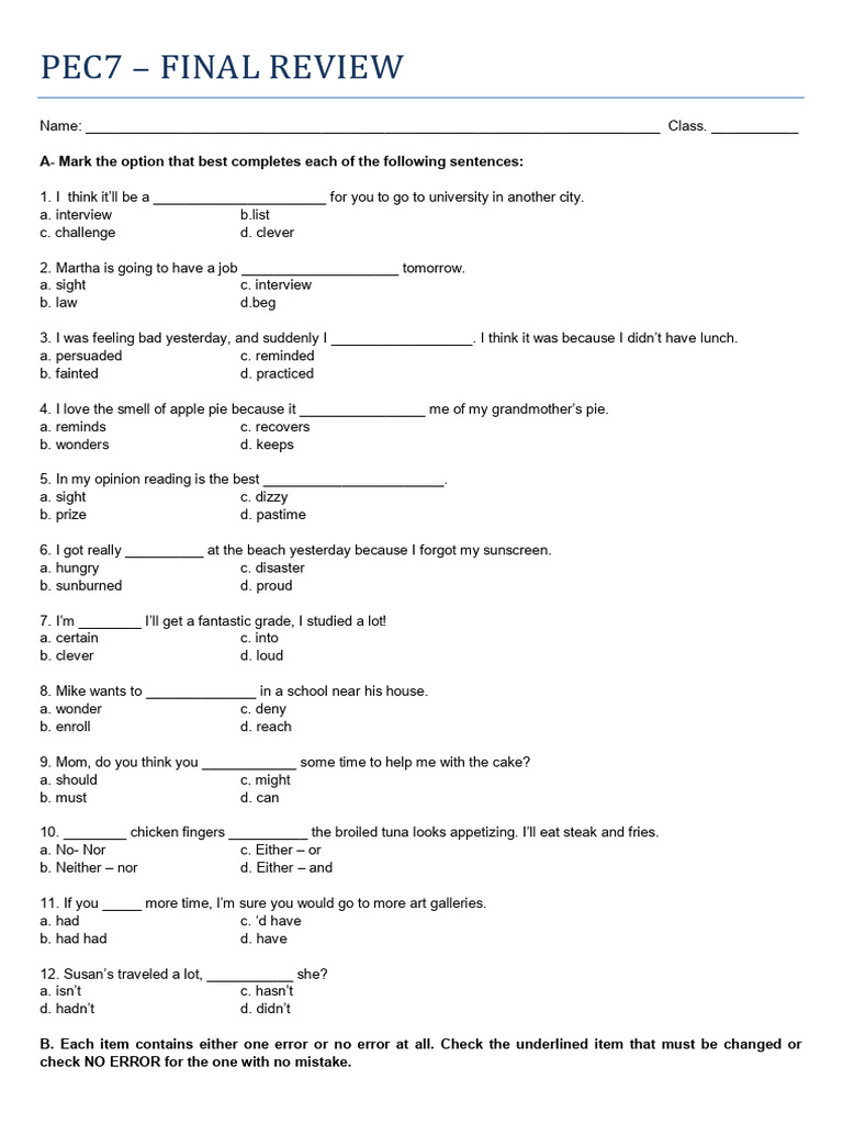 TT7 - Final Review | PDF