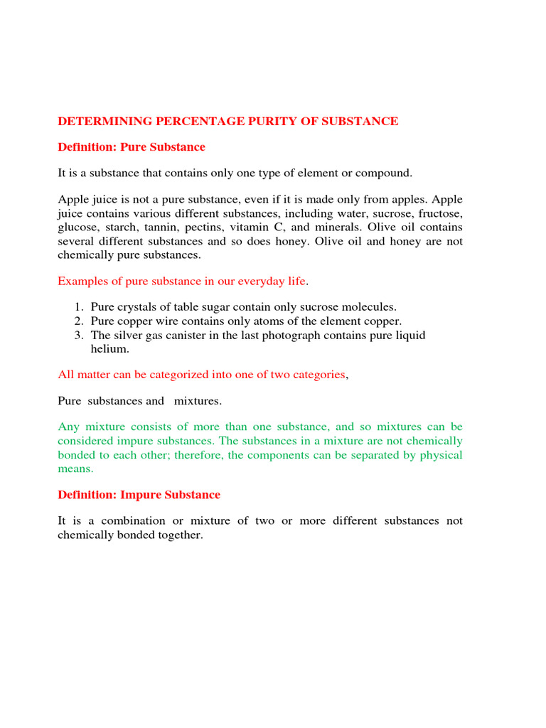 Determining Substance Purity | PDF | Chemical Substances | Solubility