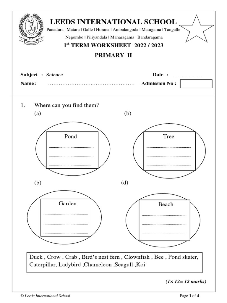 1st TT - AY 22.23 - Primary 2 - Science - QP | PDF | Cloud | Earth ...