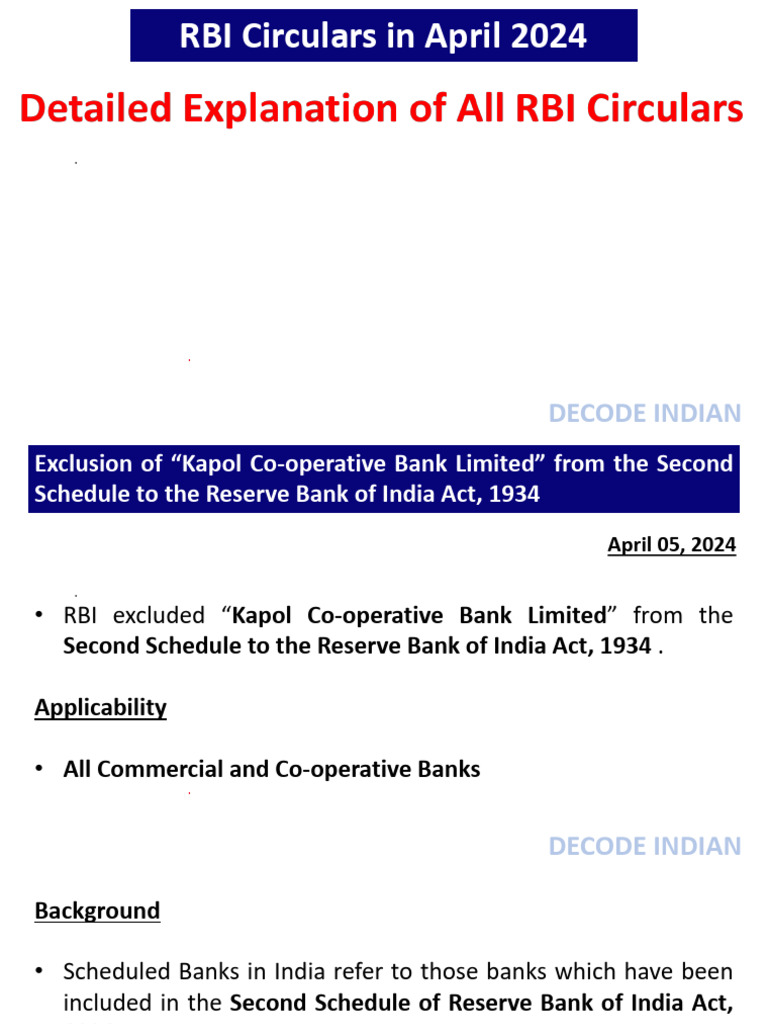 RBI Circulars April 2024 | PDF | Option (Finance) | Futures Contract