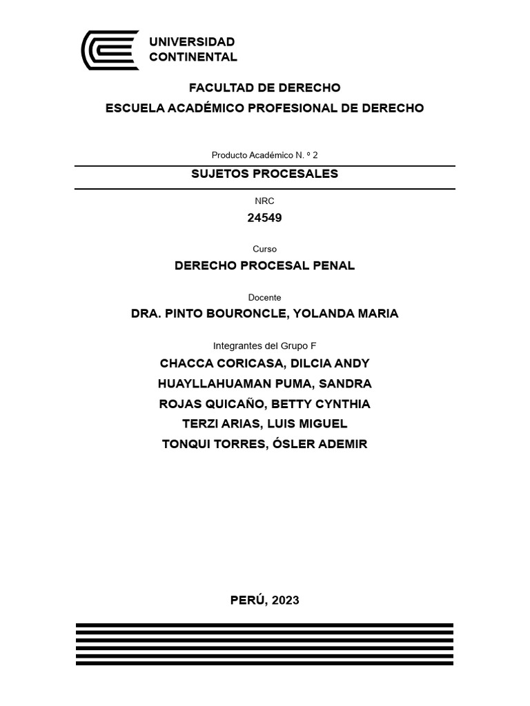 PA2 Derecho Procesal Penal I | PDF | Fiscal | Judicaturas