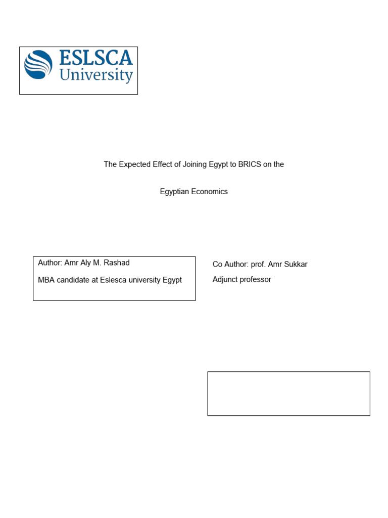 Joining BRICS Impact On Egypt Countries v2 | PDF | Bric | Egypt