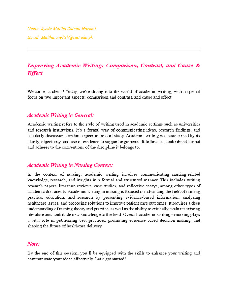 Academic Writing Lecture | PDF | Nursing | Evidence Based Medicine