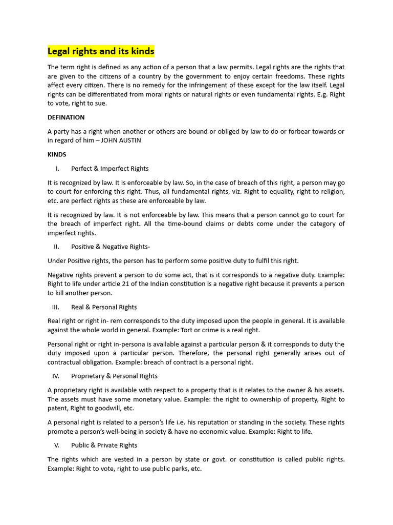 Types of Legal Rights and Ownership | PDF | Ownership | Rights