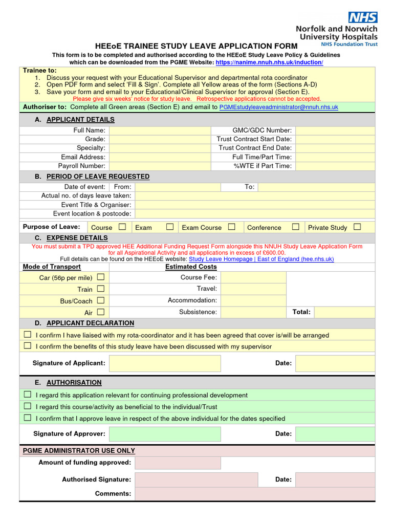 NNUH Study Leave Request Form | PDF