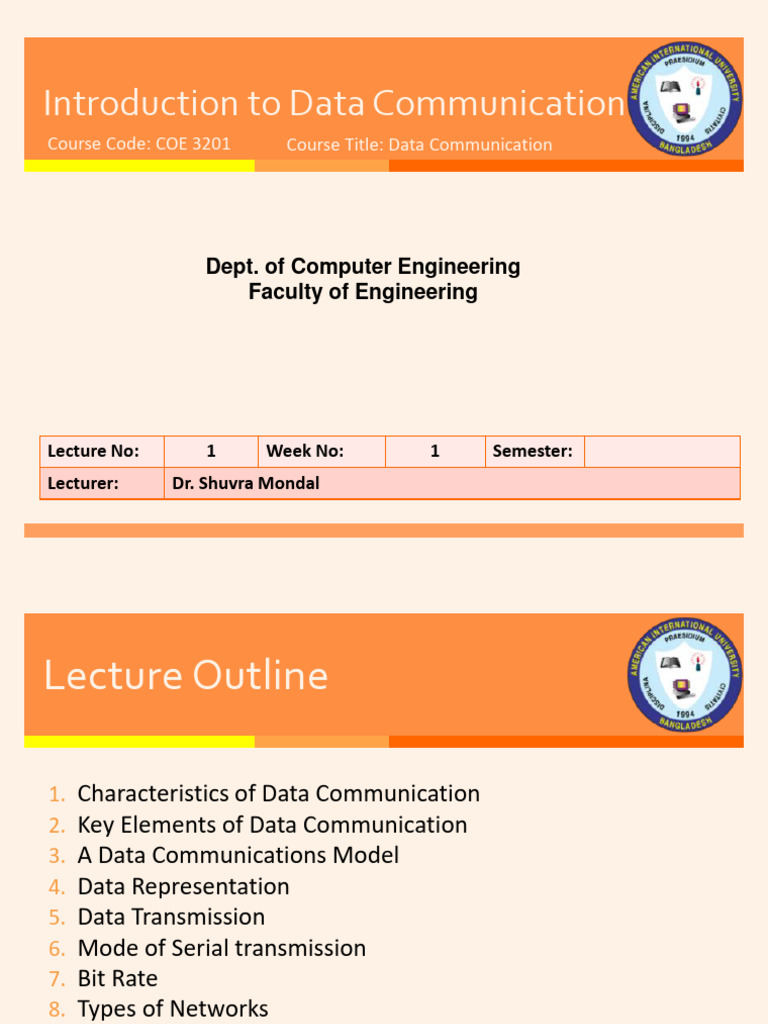 Data Communication Lecture 1 | PDF | Ascii | Bit