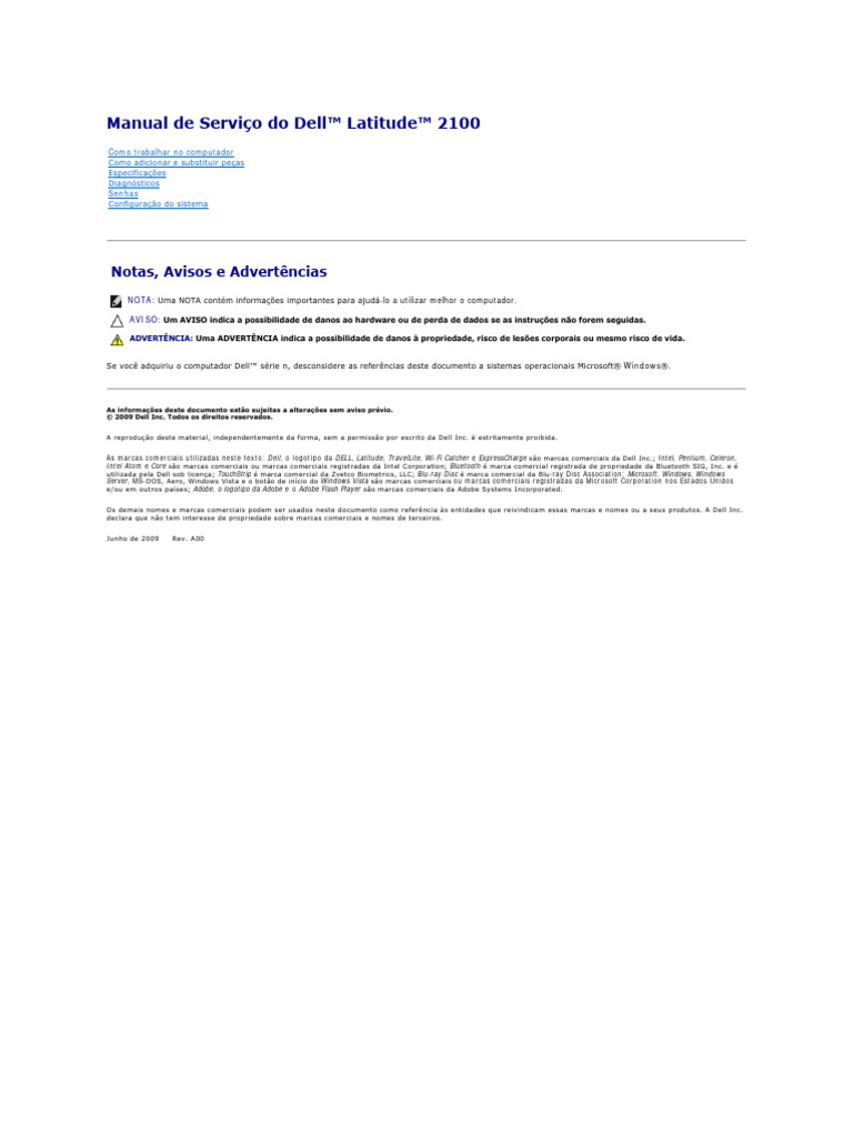 Dell Latitude 2100 Service Manual PT-BR | PDF | Inicialização ...