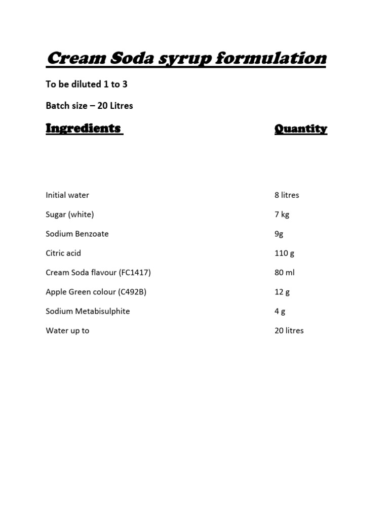 Cream Soda Syrup Formulation-1 | PDF