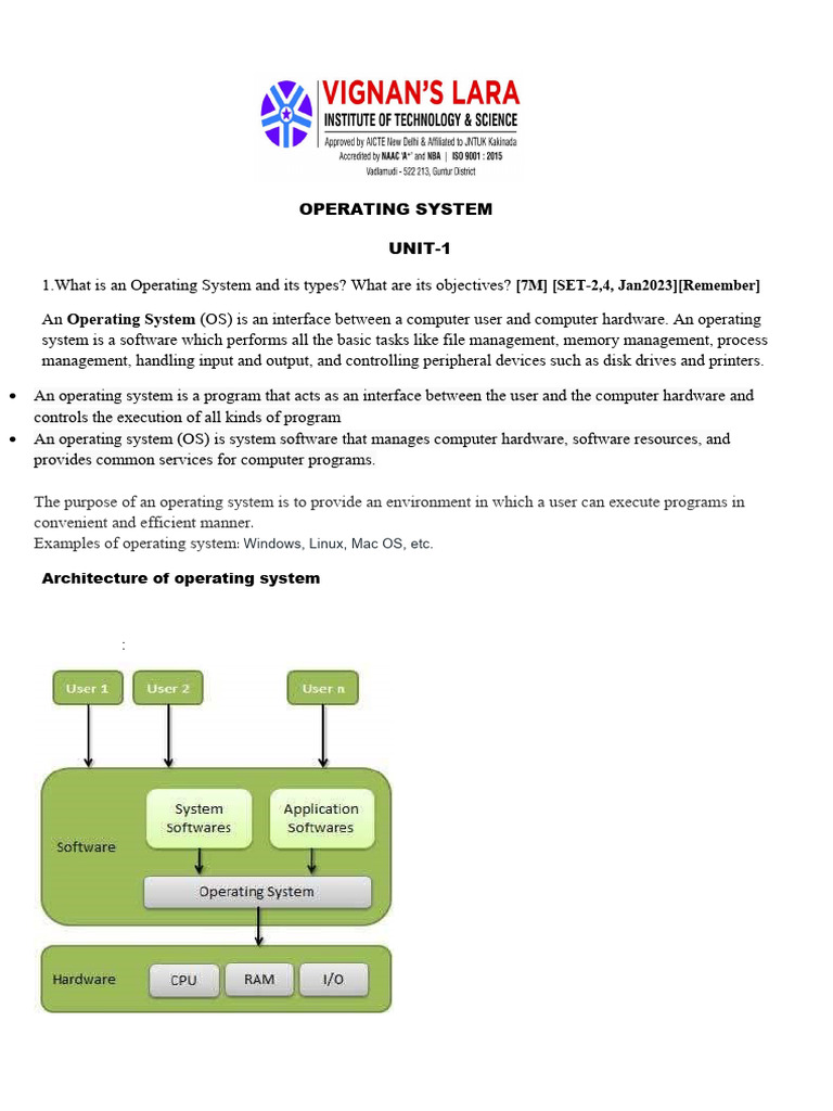 Os Unit1 Sol | PDF | Operating System | Kernel (Operating System)