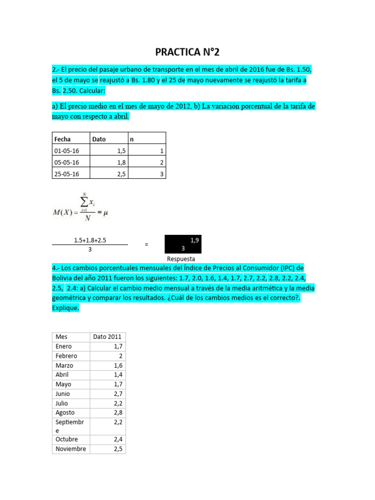 Practica 2 Estadistica | PDF | Mediana