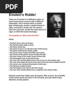 Einstein Riddle Worksheet | PDF | Drink | Yellow
