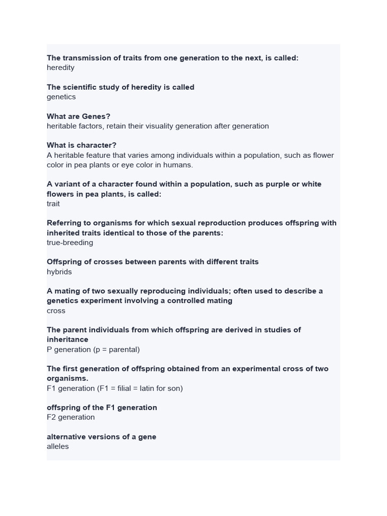 Mendel's Law Flashcard Quizlet | PDF | Dominance (Genetics) | Allele