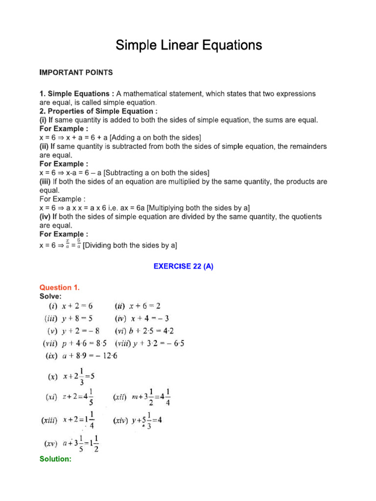 Maths-Linear Equation | PDF