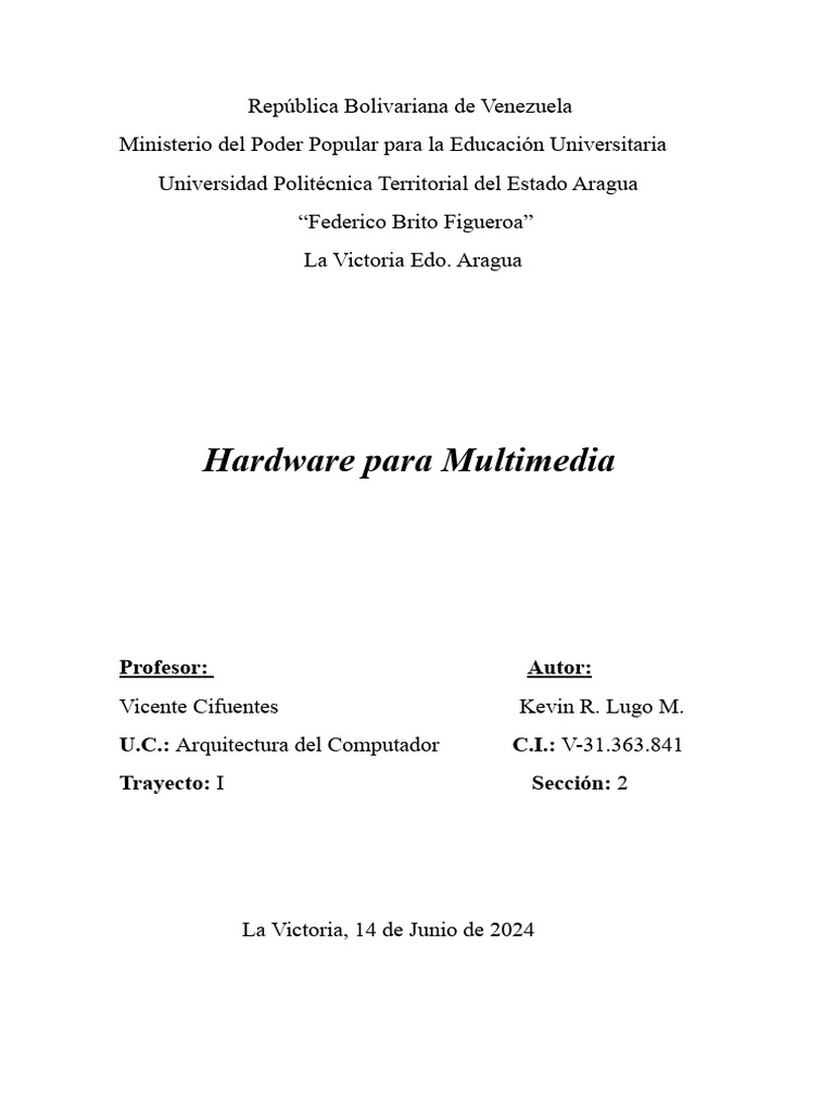 Hardware de Multimedia | PDF | Hardware de la computadora | Periférico