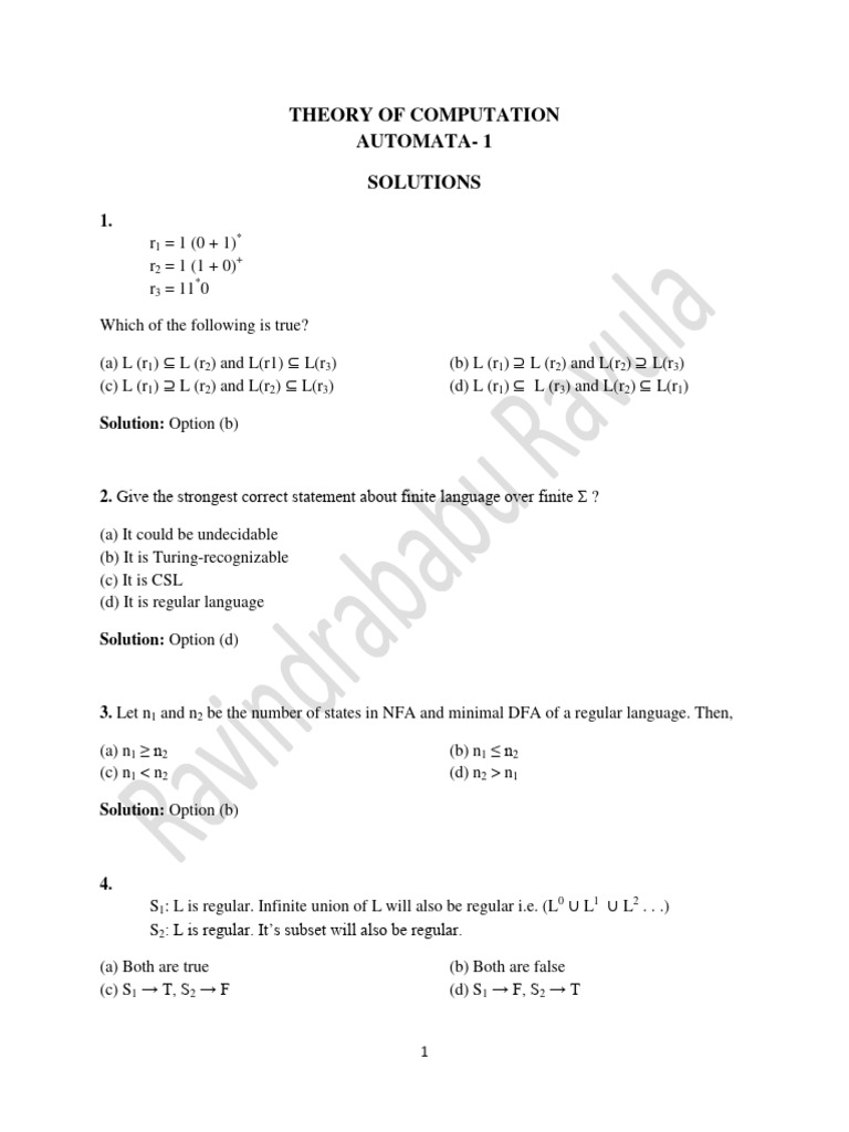 Solutions To Set 2 | PDF | Mathematics | Mathematical Logic