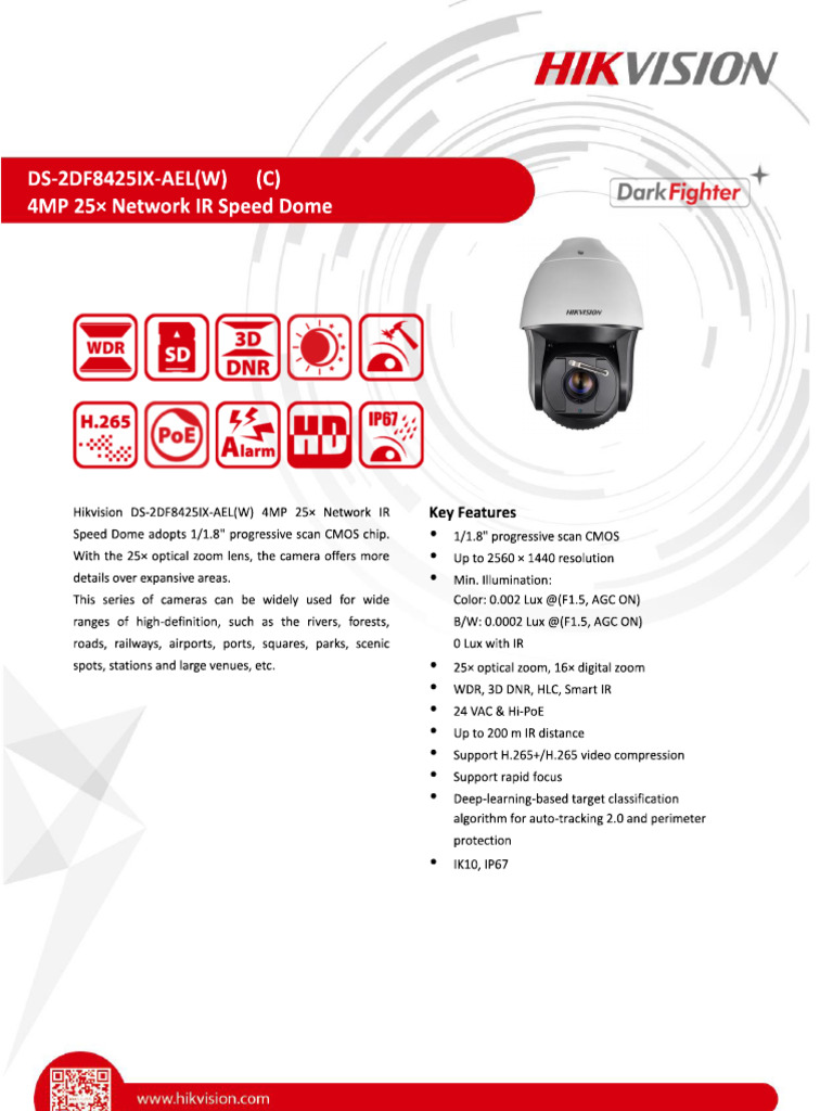 Datasheet - 4MP Darkfighter PTZ | PDF