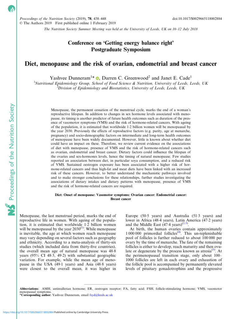 Diet and Menopause: Cancer Risks Explained | PDF | Menopause | Ovary