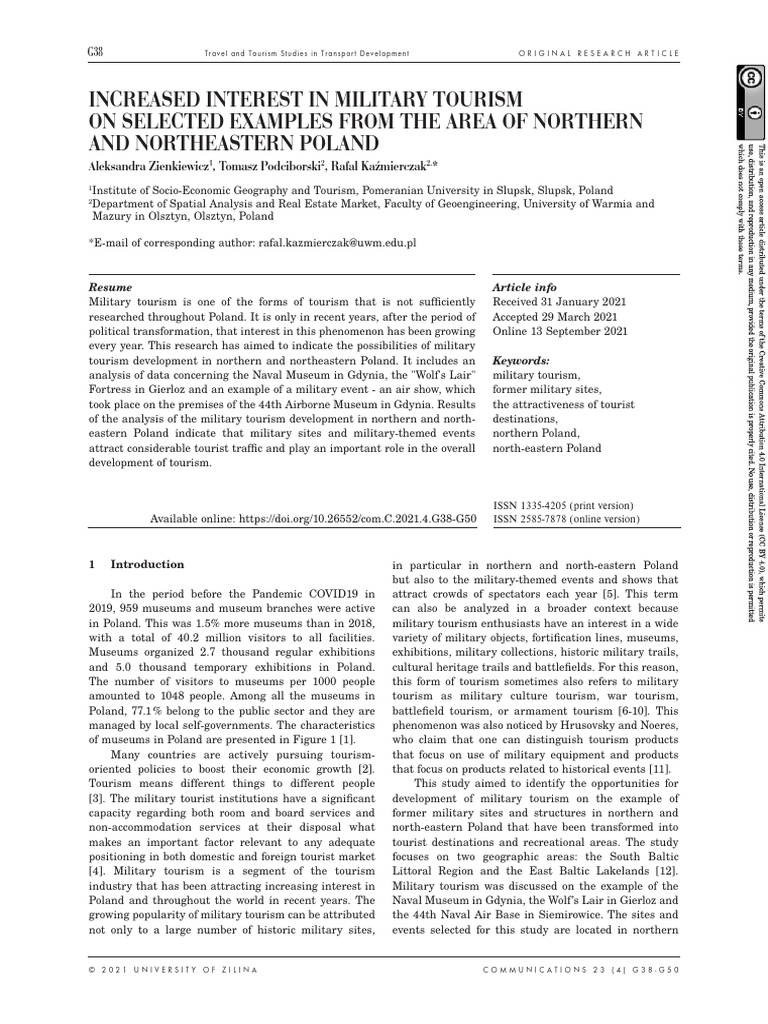 Increased Interest in Military Tourism On Selected | PDF | Tourism | Museum