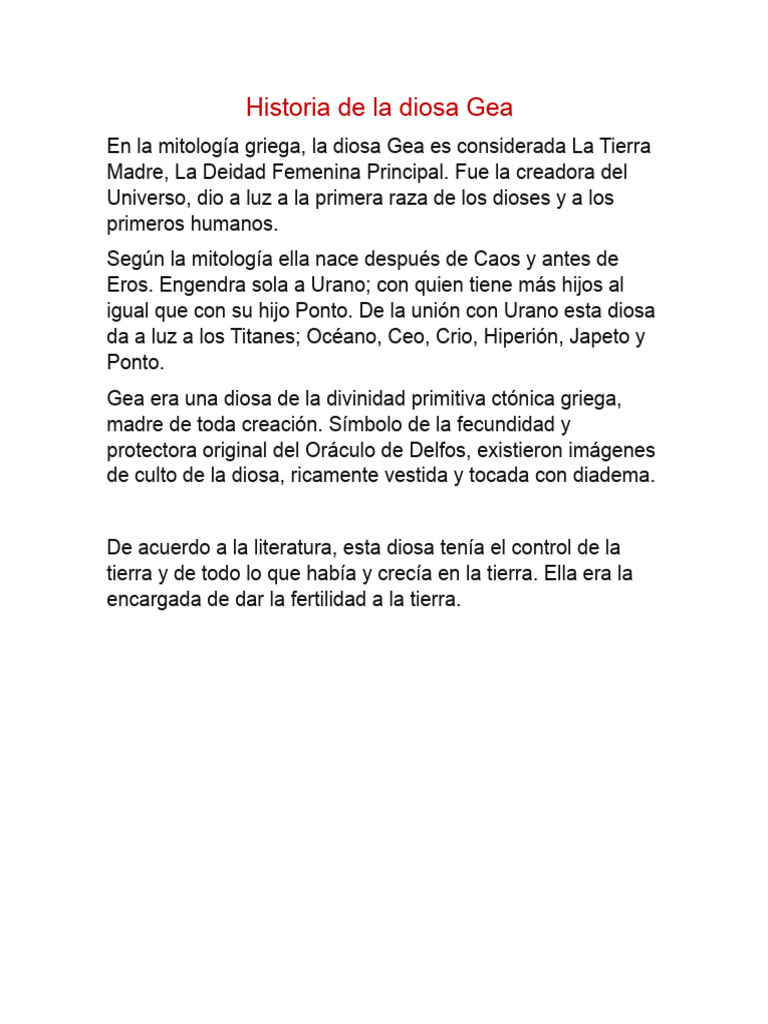 Historia de la diosa Gea en mitología | PDF
