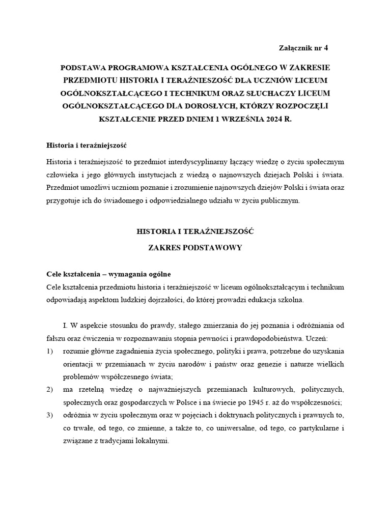 ZAŁ 4 Do ROZP ME Ws Podstawy Programowej (HiT W LO I T) | PDF