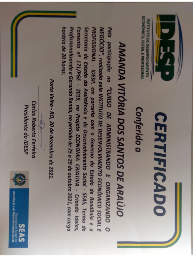 Certificado Idesp | PDF