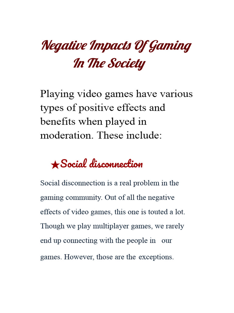 Negative Effects of Video Gaming | PDF | Carpal Tunnel Syndrome ...