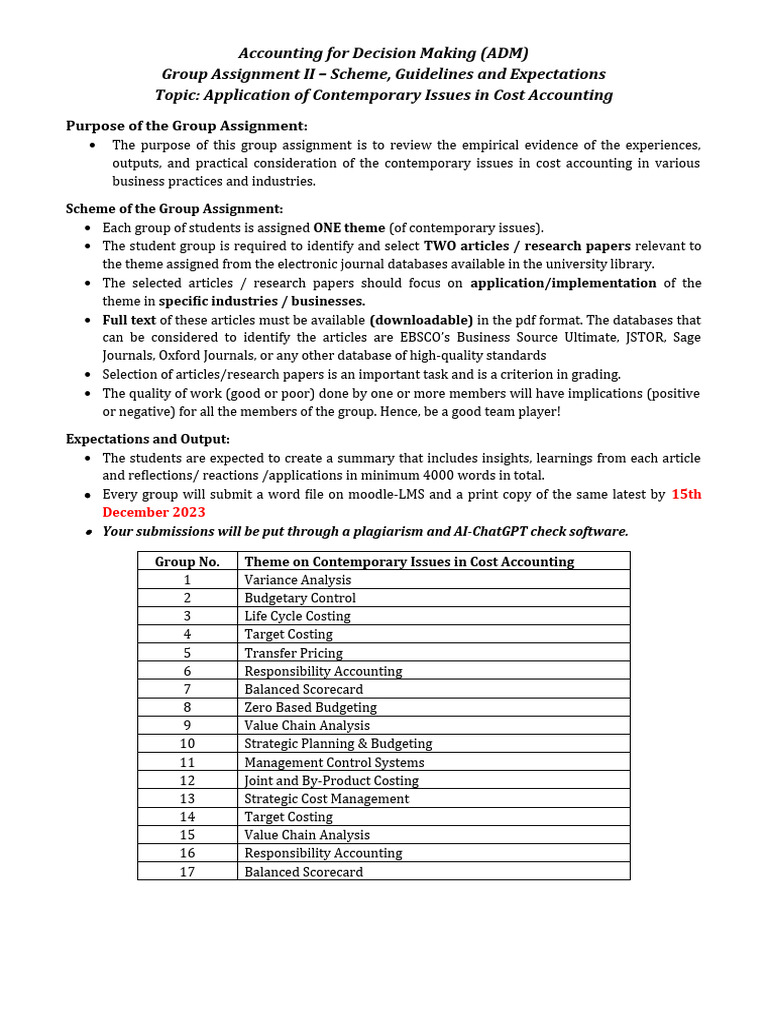 ADM Group Assignment II - Guidelines and Expectations | PDF | Academic Publishing | Grammar