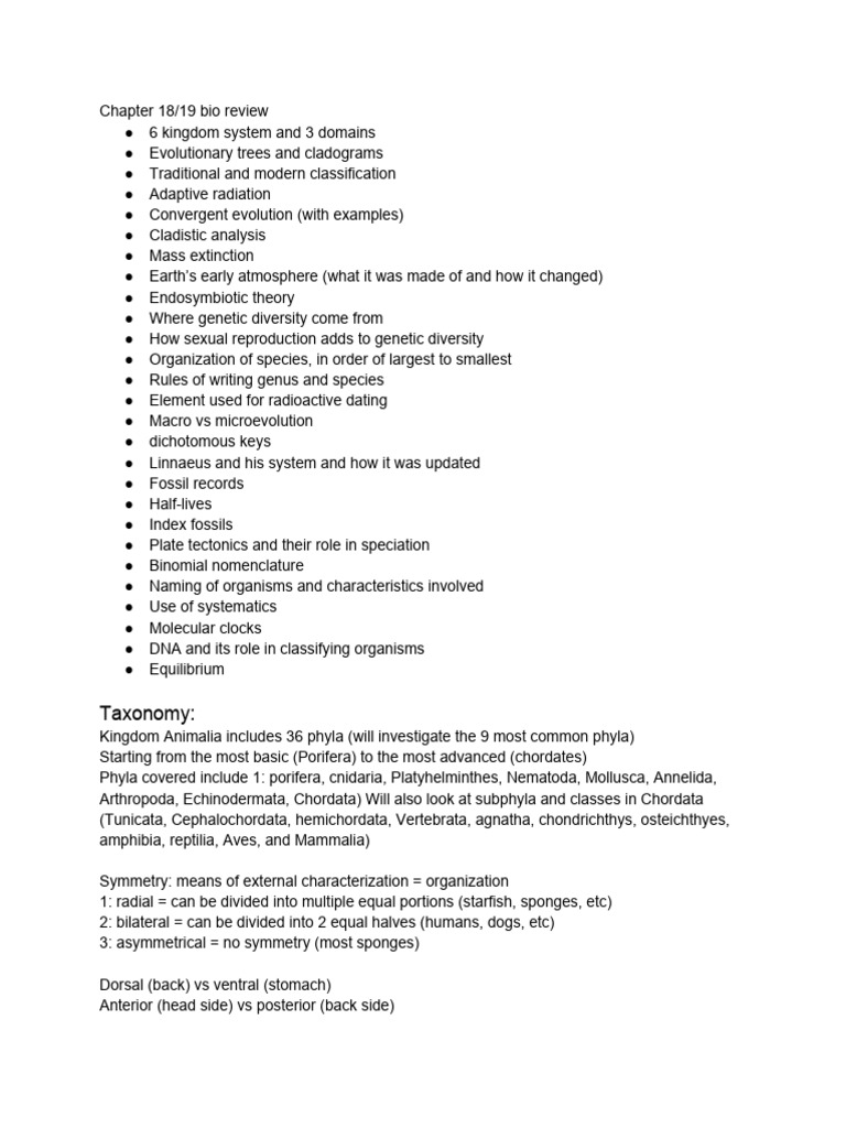 Bio Notes #2 | PDF | Zoology