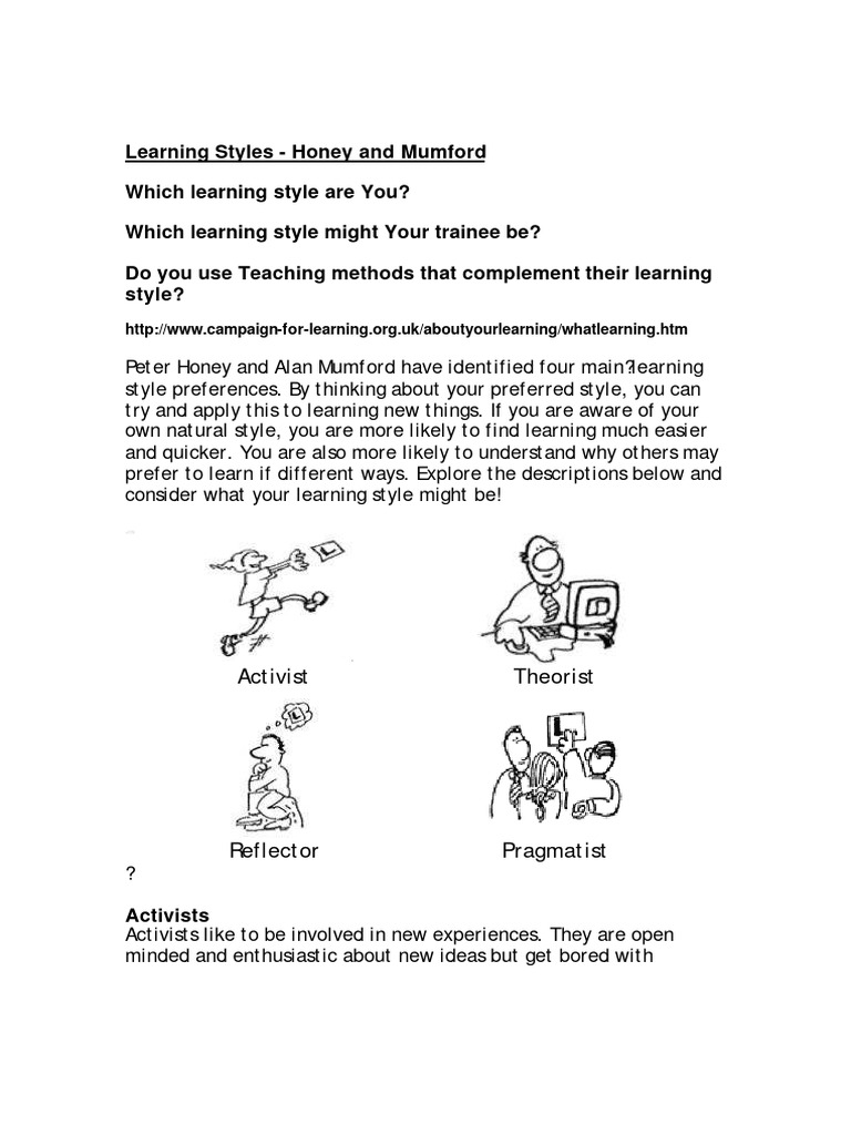Learning Styles Honey and Mumford | PDF | Behaviorism | Cognition