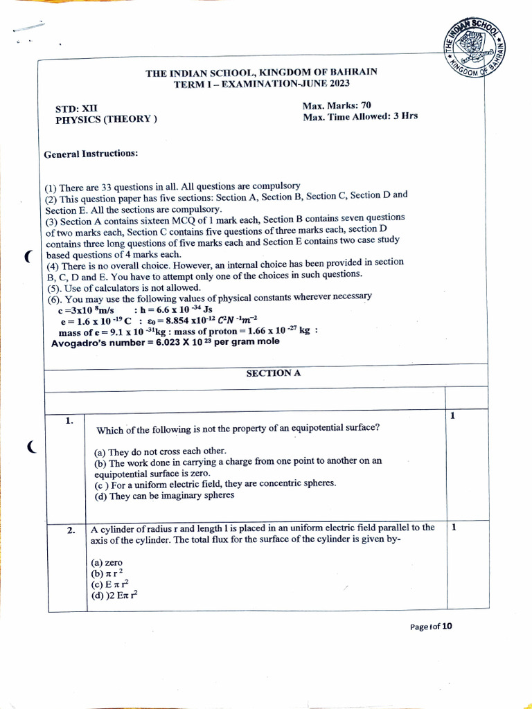 2023 Term 1 Physics | PDF | Electrical Resistivity And Conductivity | Electrical Resistance And ...