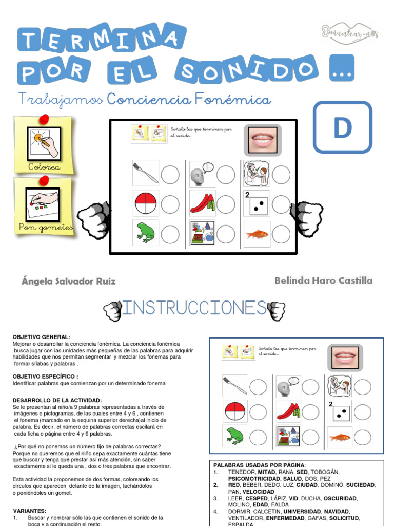 Actividades de Conciencia Fonémica Infantil | PDF