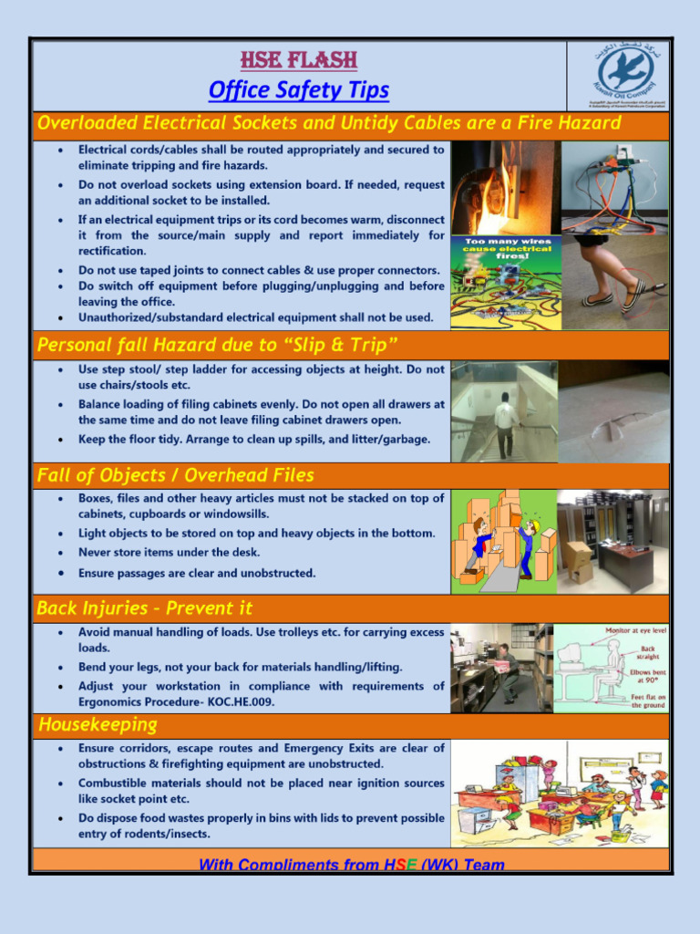Safety Flash On Office Safety Tips | PDF