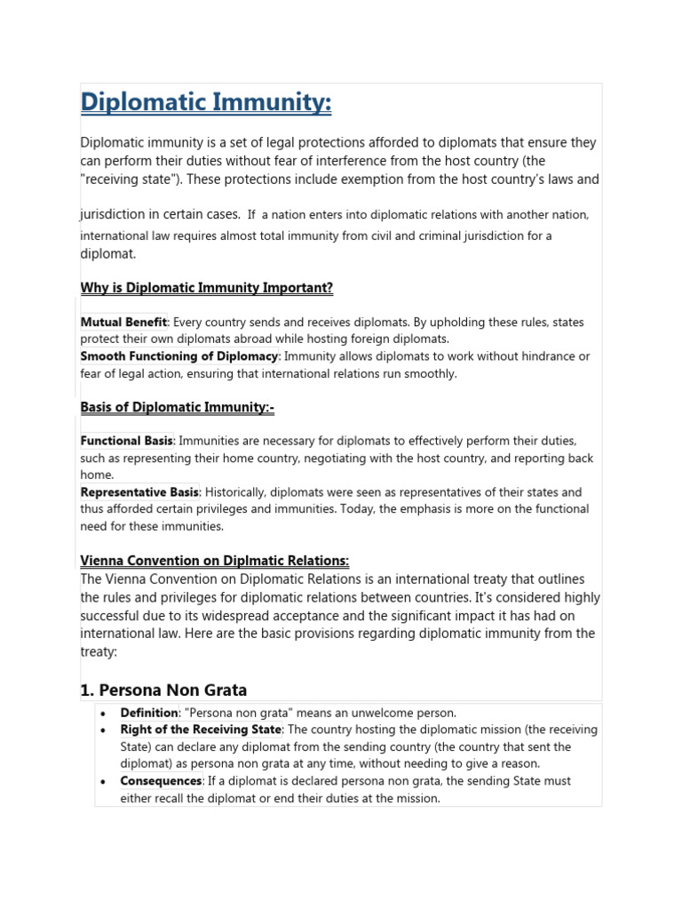 Diplomatic and Consulor Immunity | PDF | Diplomacy | Diplomatic Mission