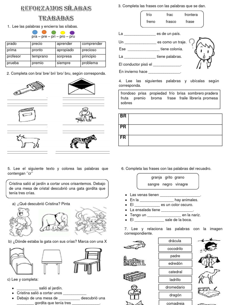 Ficha Silabas Trabadas | PDF