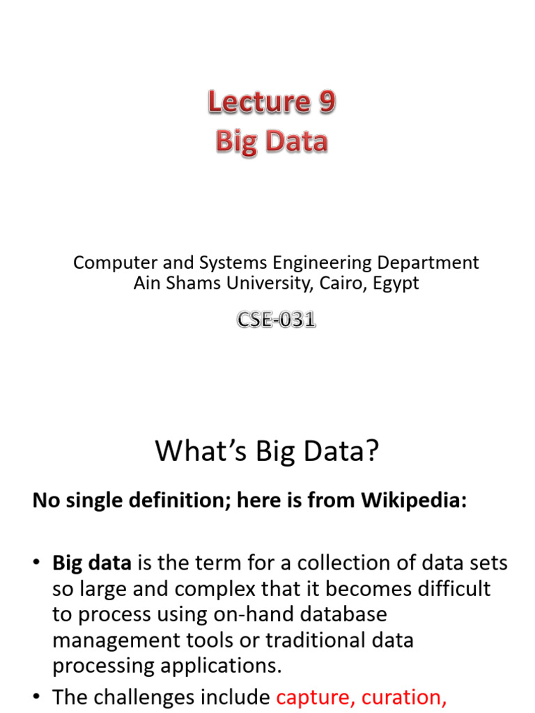 CSE031.Lecture 08.big Data | PDF | Big Data | Data