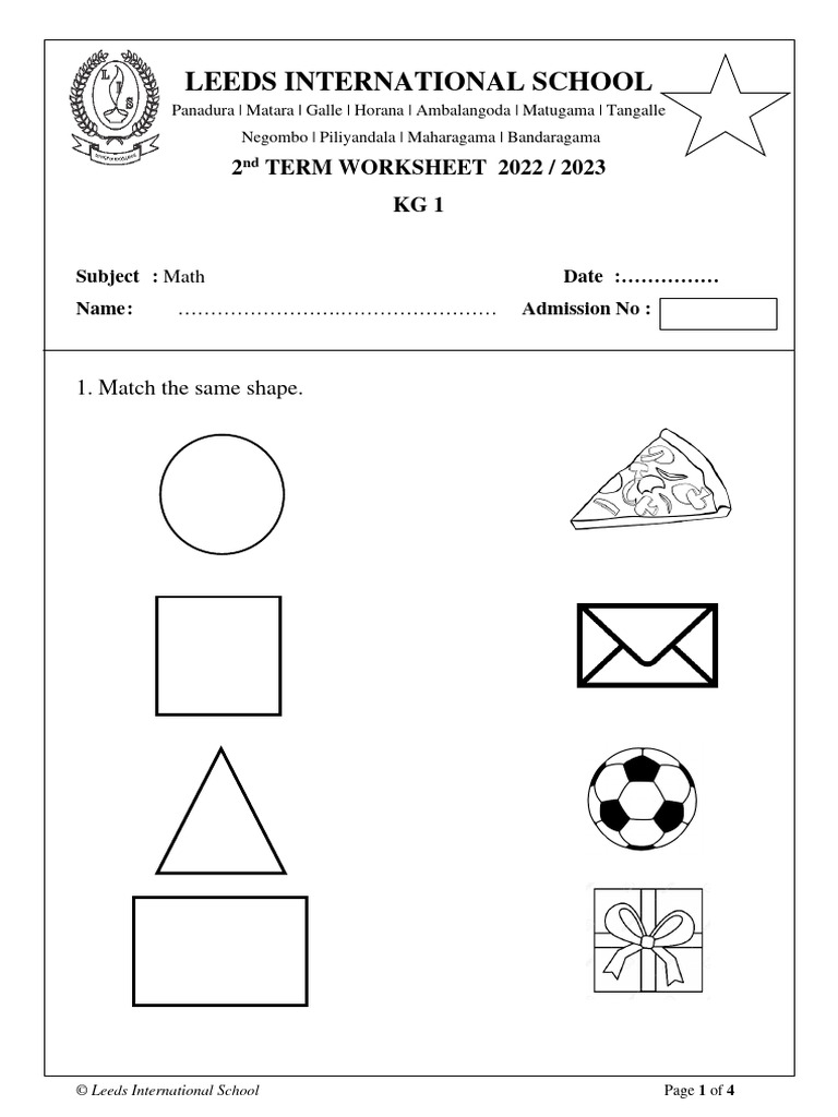 2nd TT AY.22.23 Maths KG1 QP | PDF