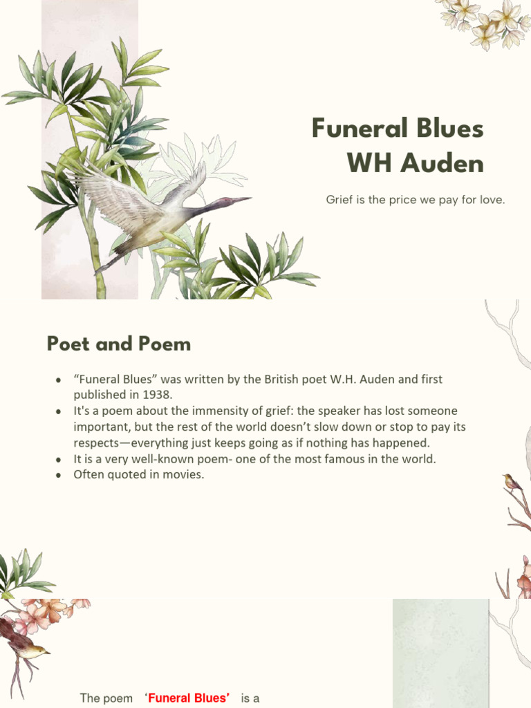 Funeral Blues | PDF | Poetry