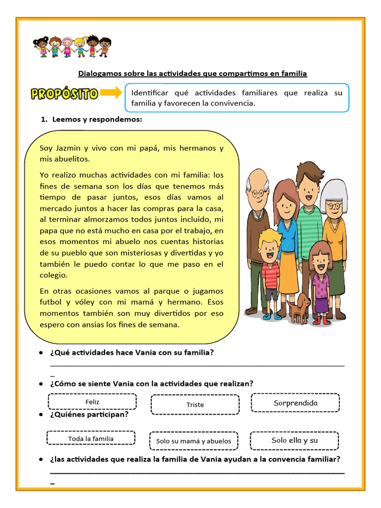 E3 Ficha D1 PS Dialogamos Sobre Las Actividades Que Compartimos en Familia | PDF