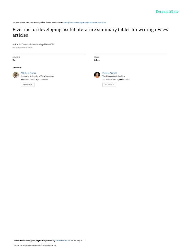 Five Tips For Developing Useful Literature Summary | PDF | Qualitative ...