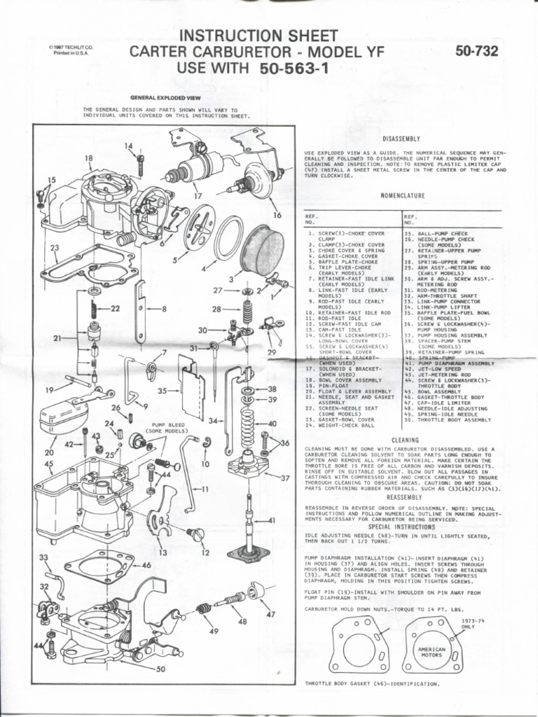 Carter YF Carburetor | PDF | Throttle | Carburetor