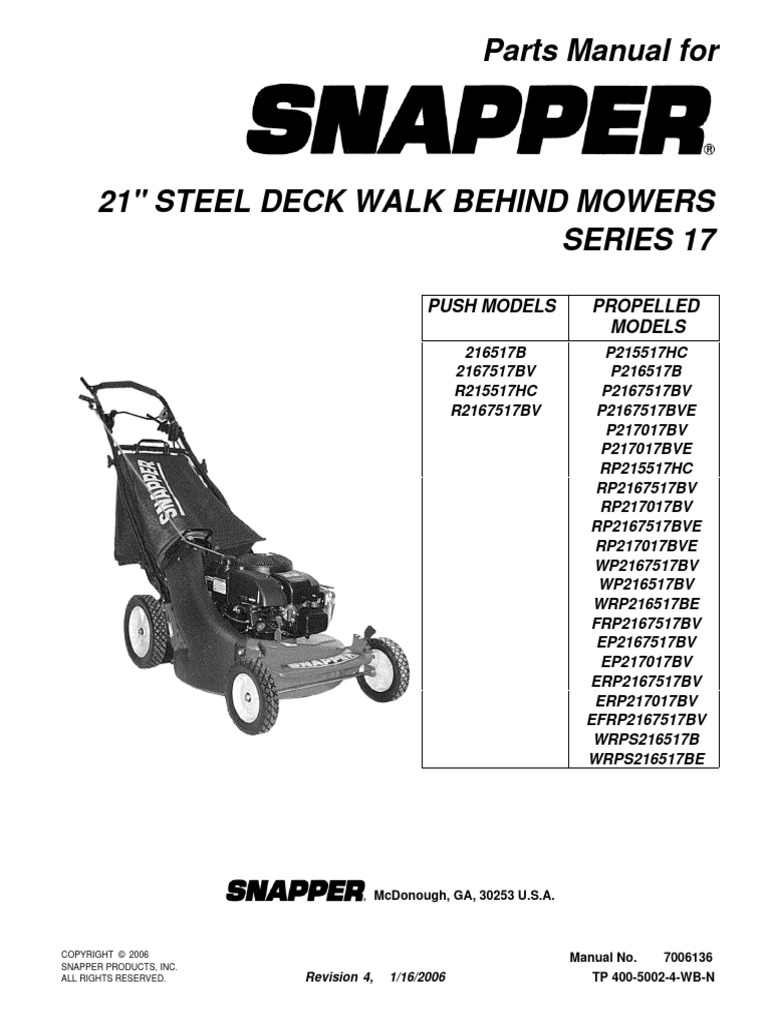 Snapper Parts | PDF | Screw | Axle