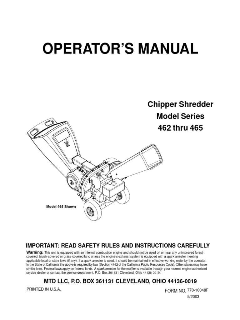 MTD Chipper Manual | PDF | Screw | Nut (Hardware)
