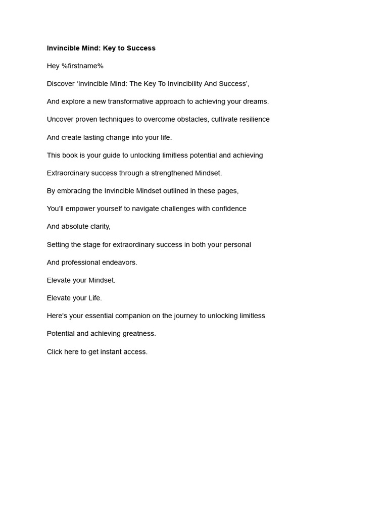 Invincible Mind - Key To Success | PDF