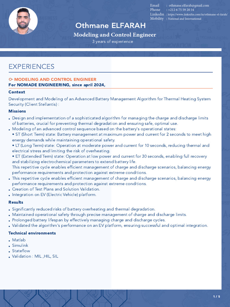 CV Othmane Elfarah en V11 | PDF | Simulation | Automation