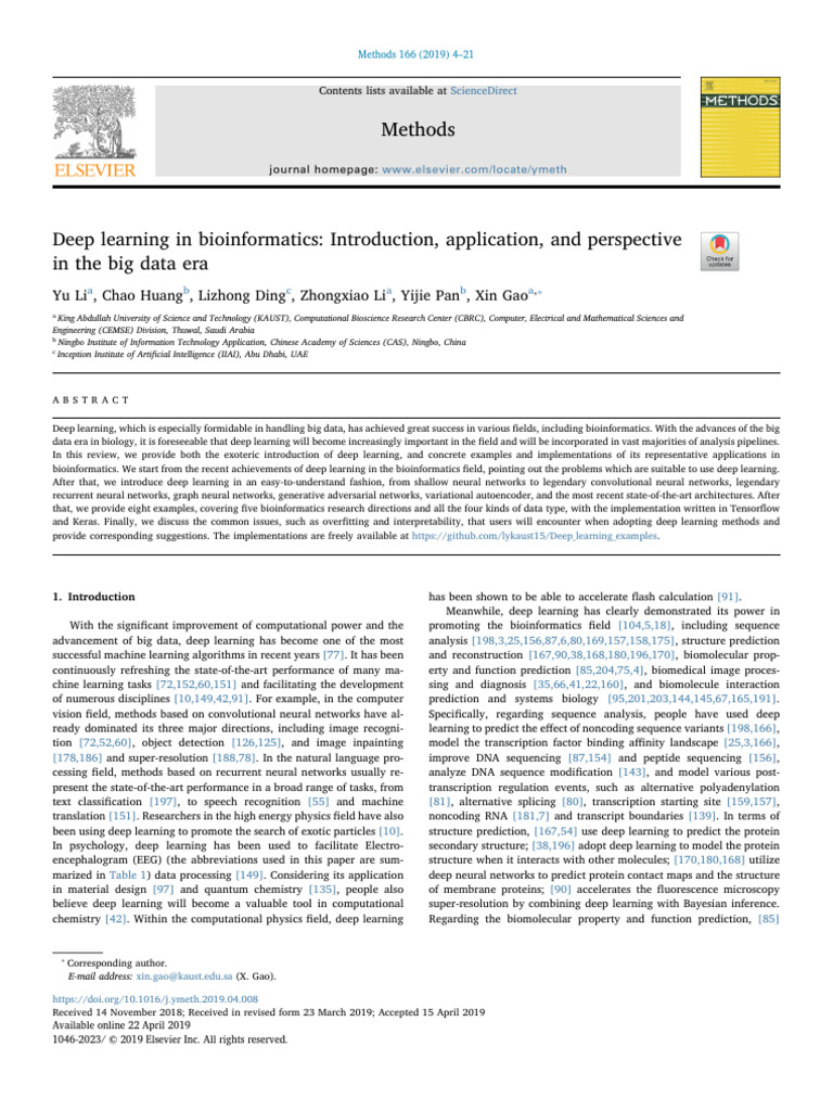 Deep Learning in Bioinformatics PDF | PDF | Deep Learning | Artificial ...