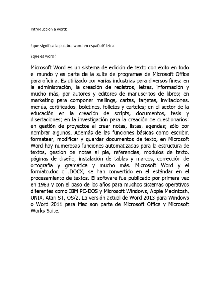 Introducción a Microsoft Word y su uso | PDF | Microsoft Word | Microsoft