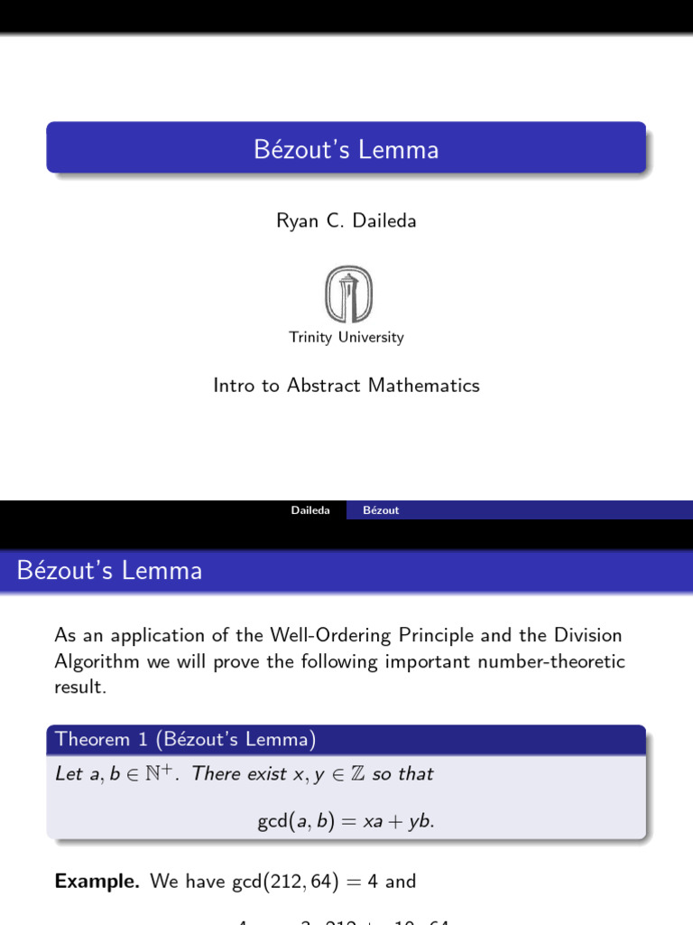 Bezout Handout | PDF | Mathematical Proof | Mathematical Logic